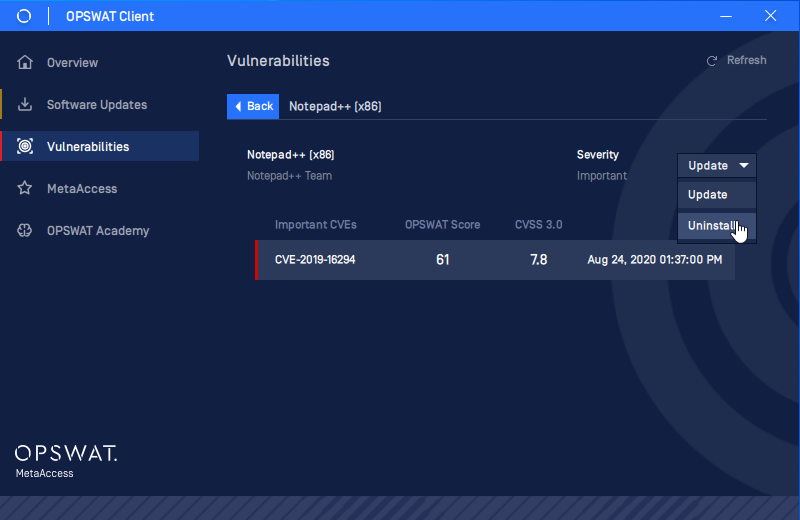OPSWAT Client for Endpoint Vulnerability and Application Patching - OPSWAT