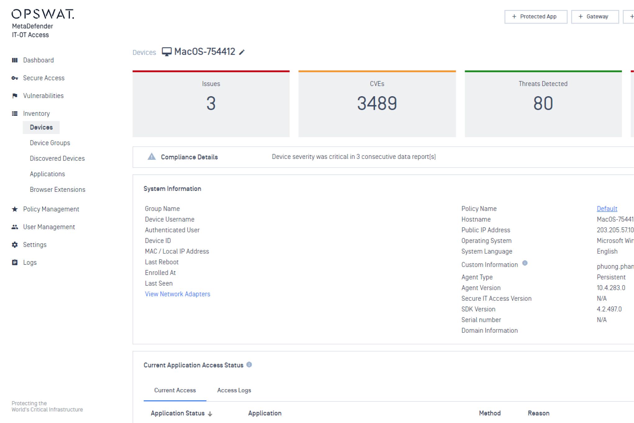 Vulnerability Detection - MetaDefender Access - OPSWAT